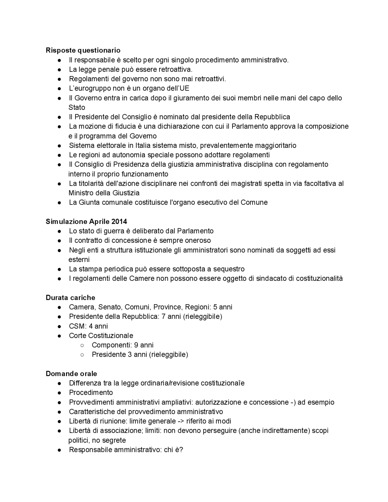 Ripasso Crocette Diritto Pubblico Docsity