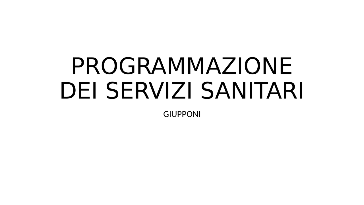 Programmazione Dei Servizi Sanitari Docsity