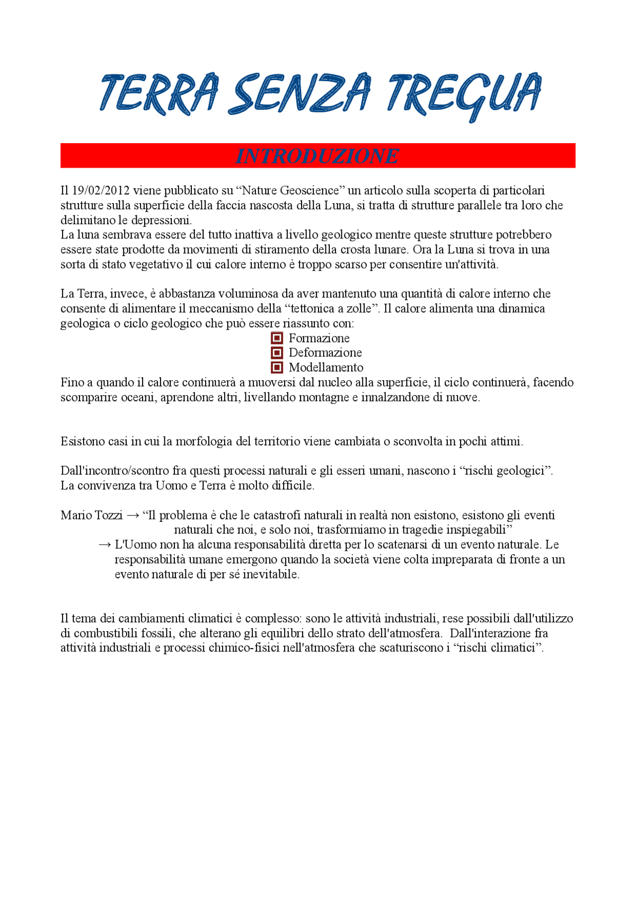 Terra Senza Tregua Fp Mariotto A Tibaldi Docsity