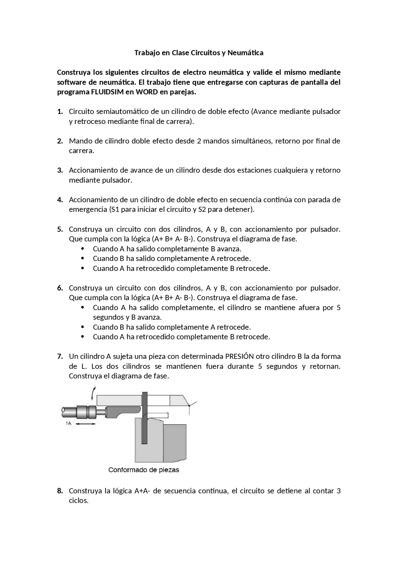 Ejercicios de electroneumatica en fluidsim | Ejercicios de Automatización Industrial | Docsity