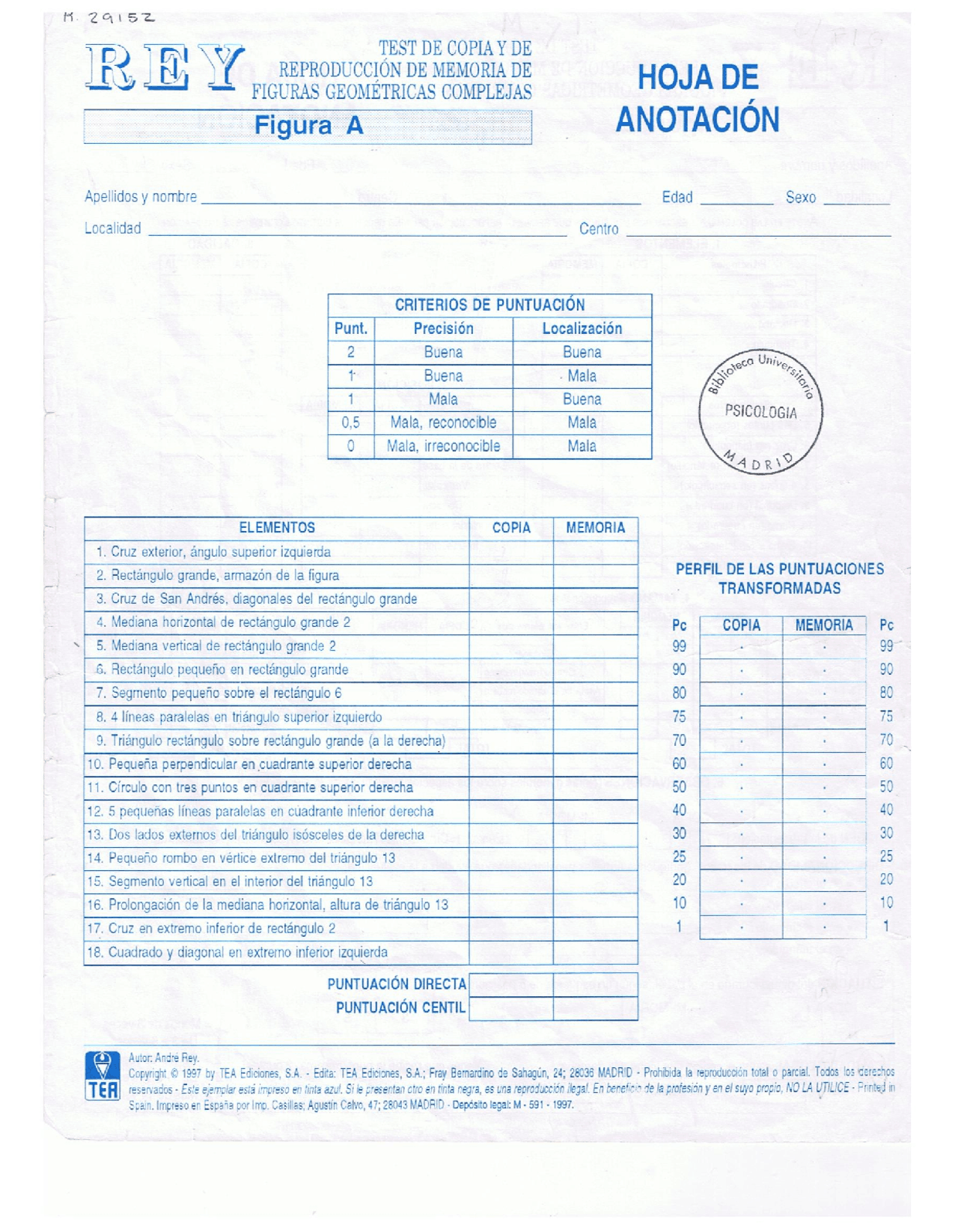 TEST DE FIGURA DEL REY | Esquemas y mapas conceptuales de Psicología ...