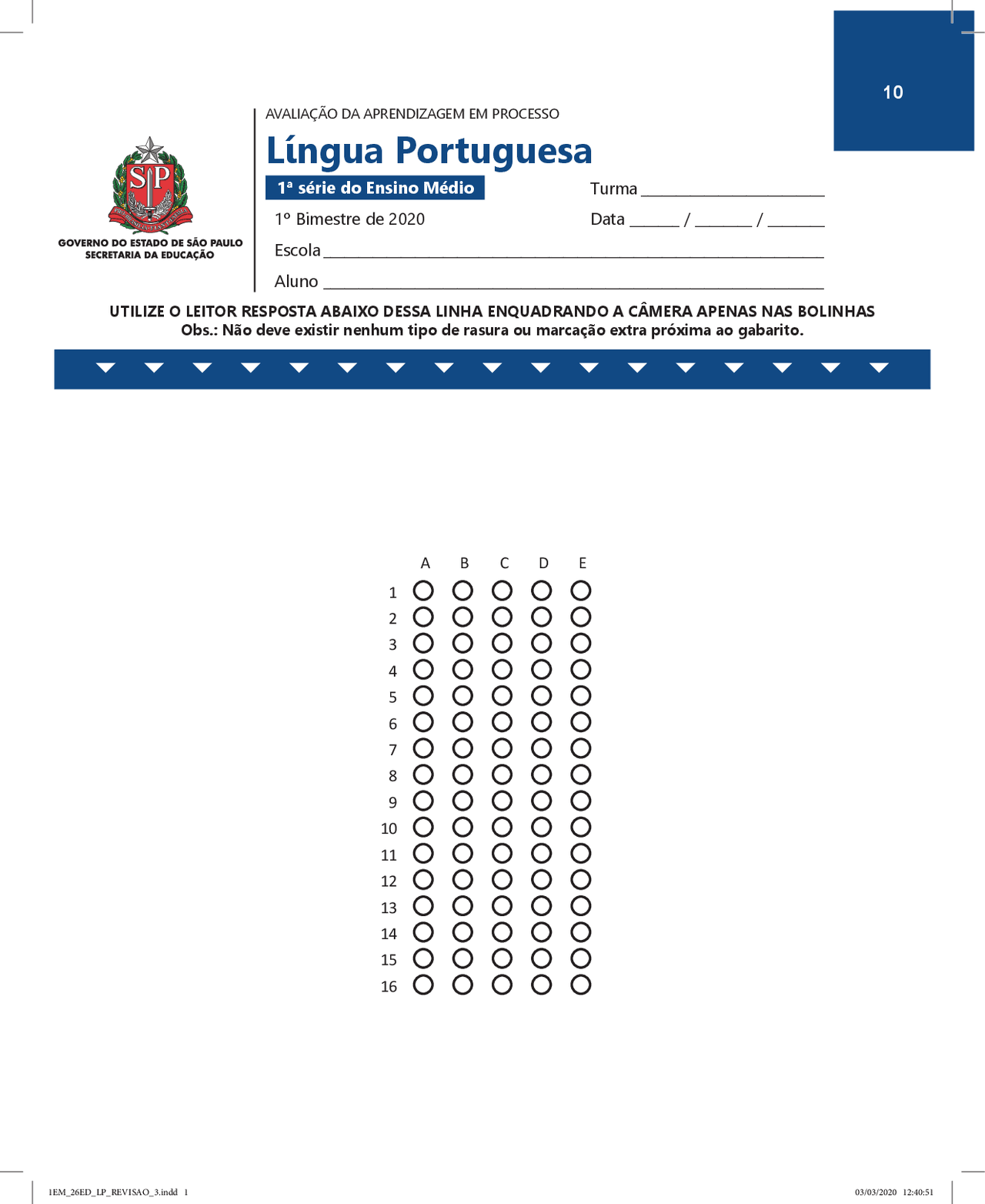Avaliação Diagnóstica De Aprendizagem Docsity