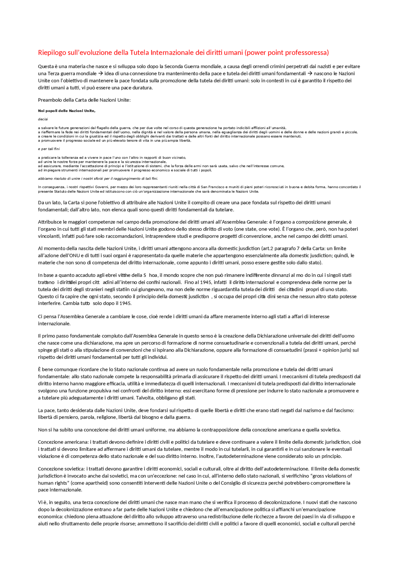 Appunti Tutela Internazionale Dei Diritti Umani Docsity