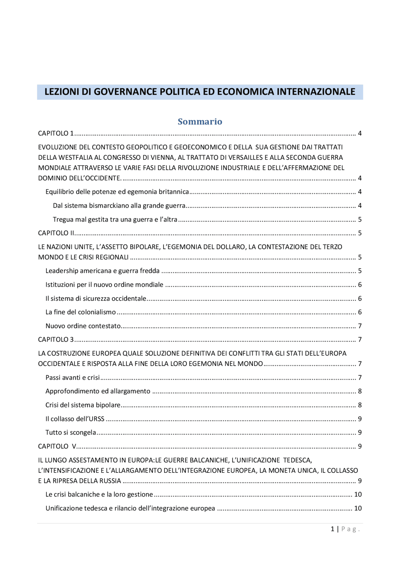 Riassunto Lezioni Di Governance Docsity