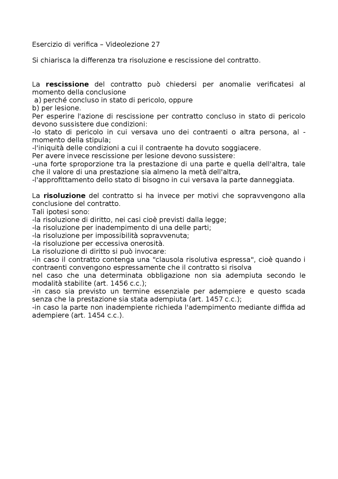 Esercitazioni Di Verifica Docsity