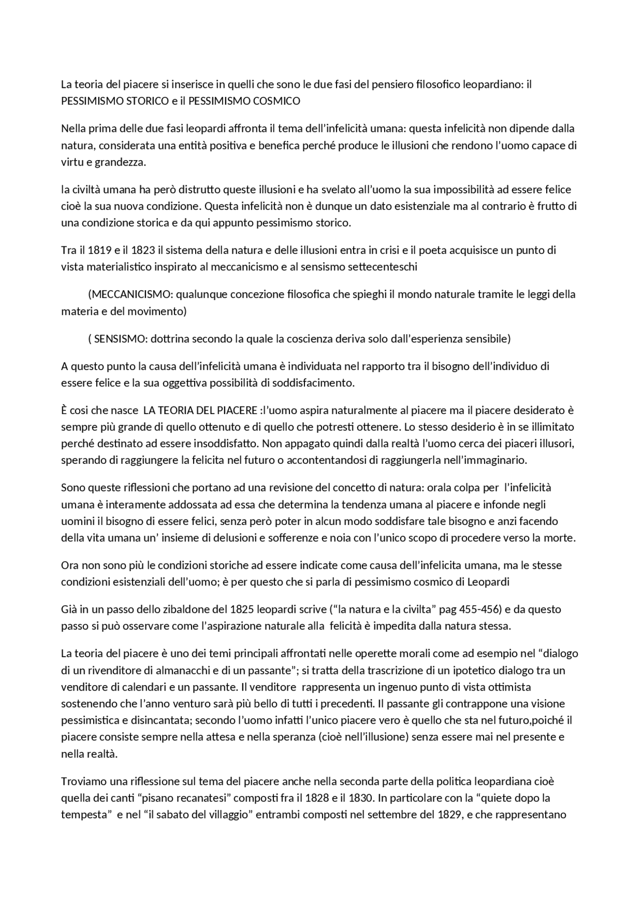 Appunti Su Leopardi Docsity