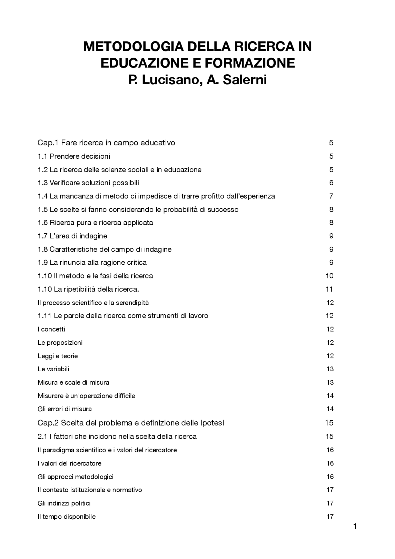 Metodologia Della Ricerca In Educazione E Formazione P Lucisano A