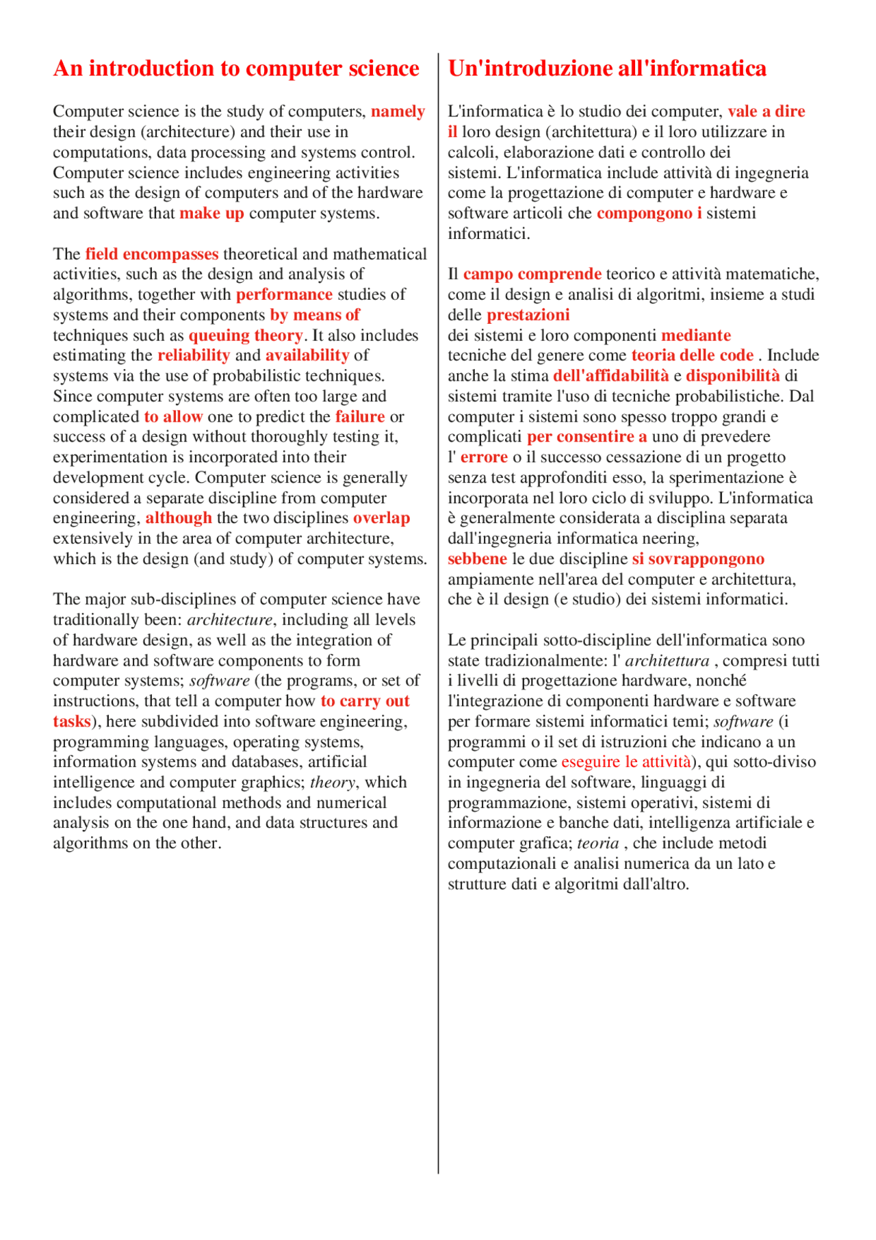 Computer Science Traduzione Del Testo Docsity