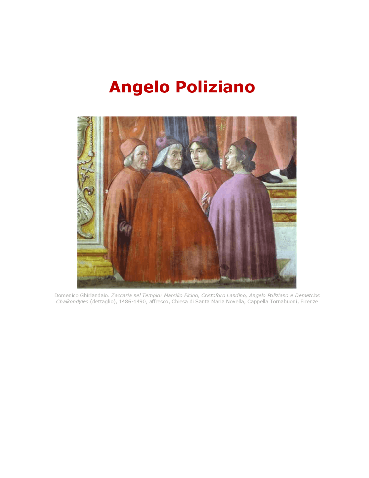 Angelo Poliziano Vita E Opere Docsity