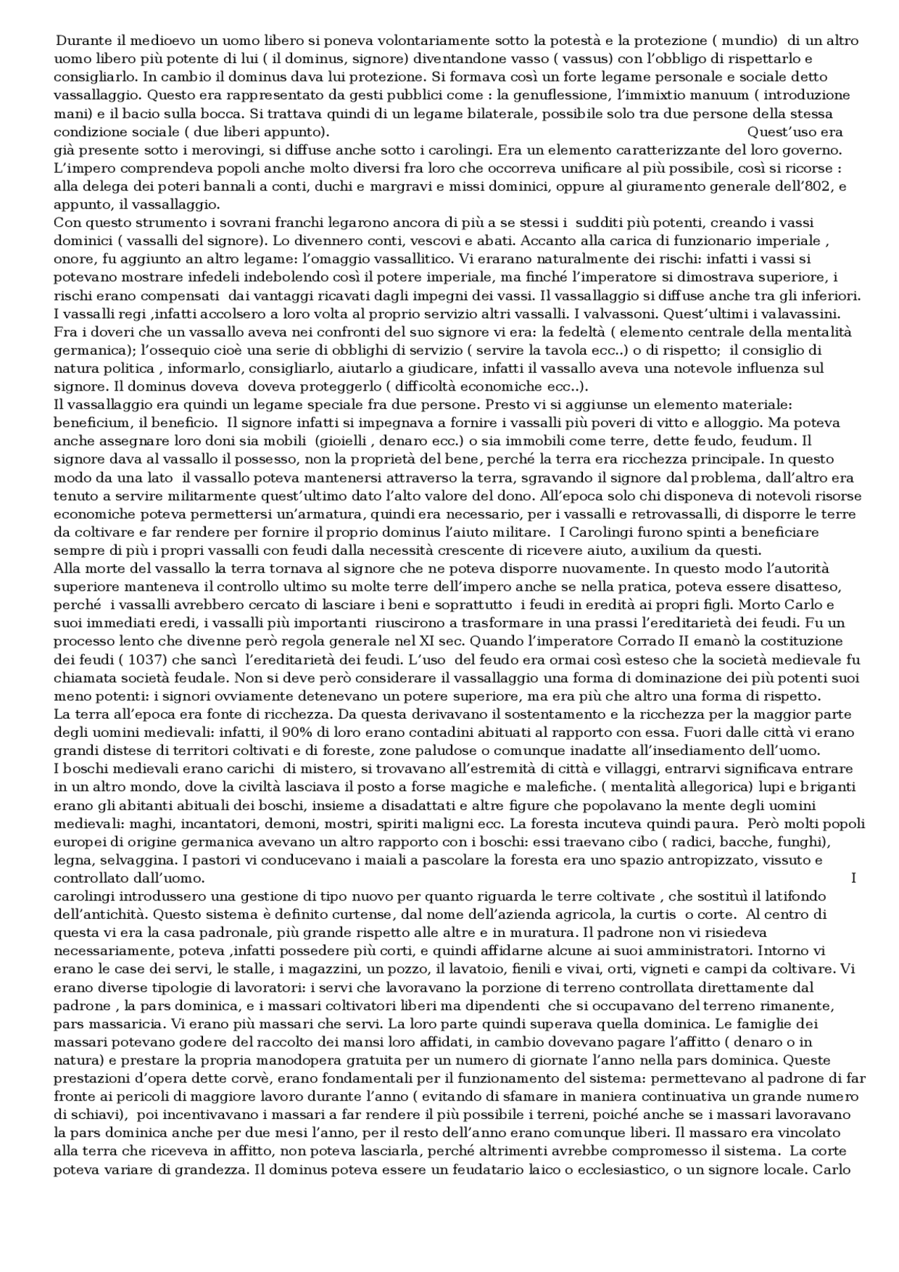 Feudi E Vassalli Nel Medioevo Docsity