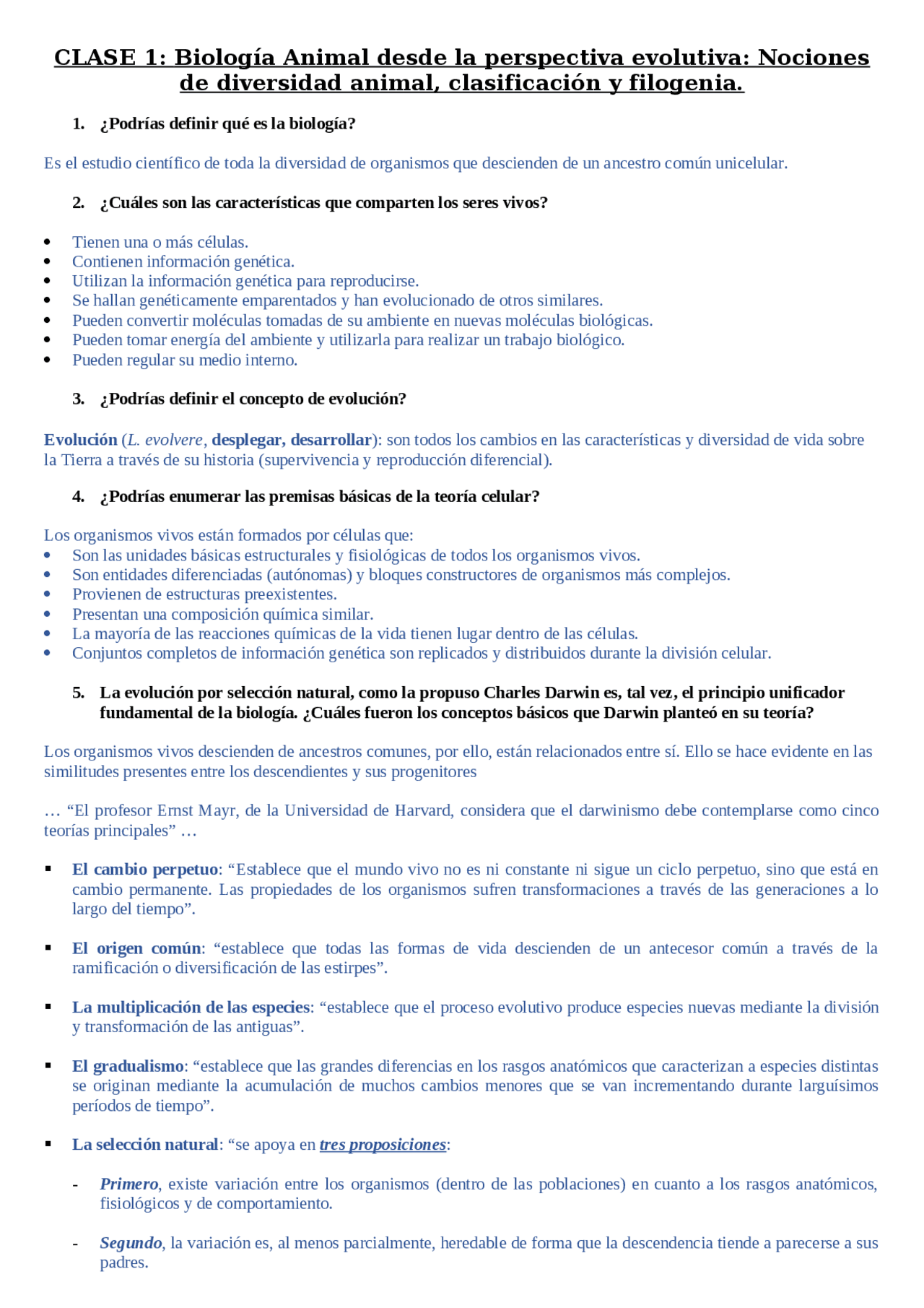 Biología Animal desde la perspectiva evolutiva: Nociones de diversidad ...