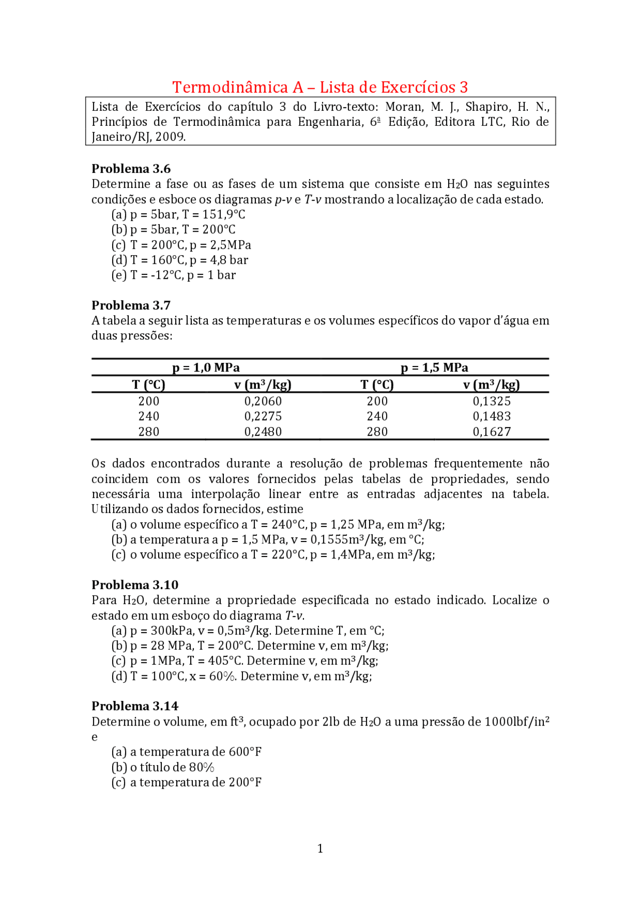 Shpario Exercício Capítulo 3 Parte I Exercícios Termodinâmica
