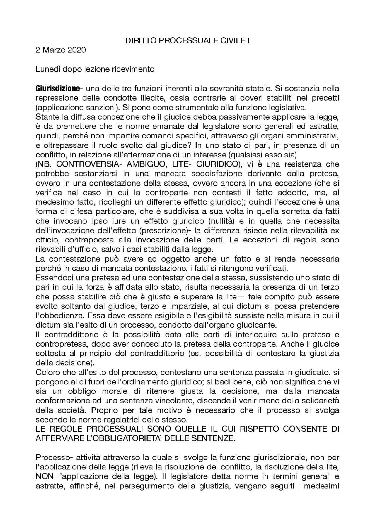 Appunti Procedura Civile 1 Appunti Di Diritto Processuale Civile