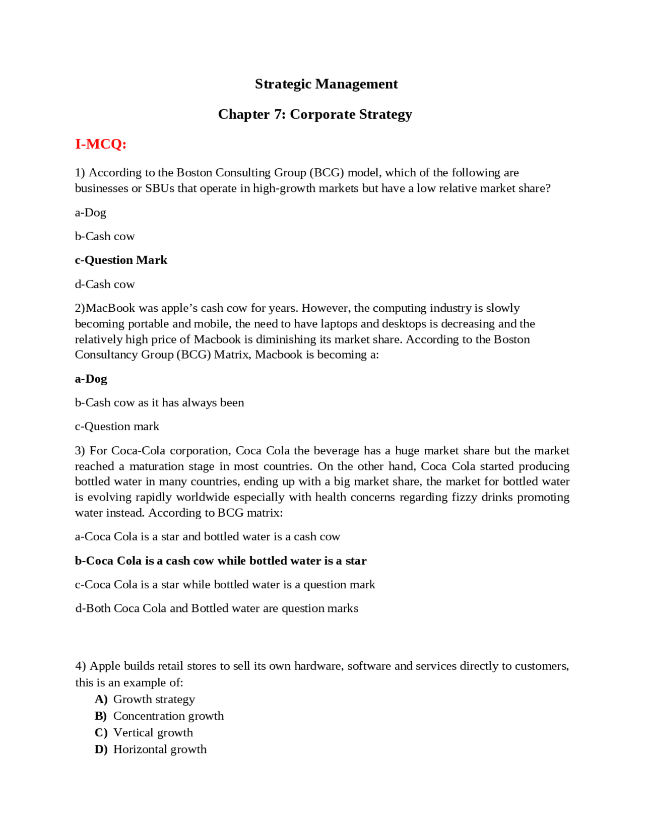 Strategic management - Docsity