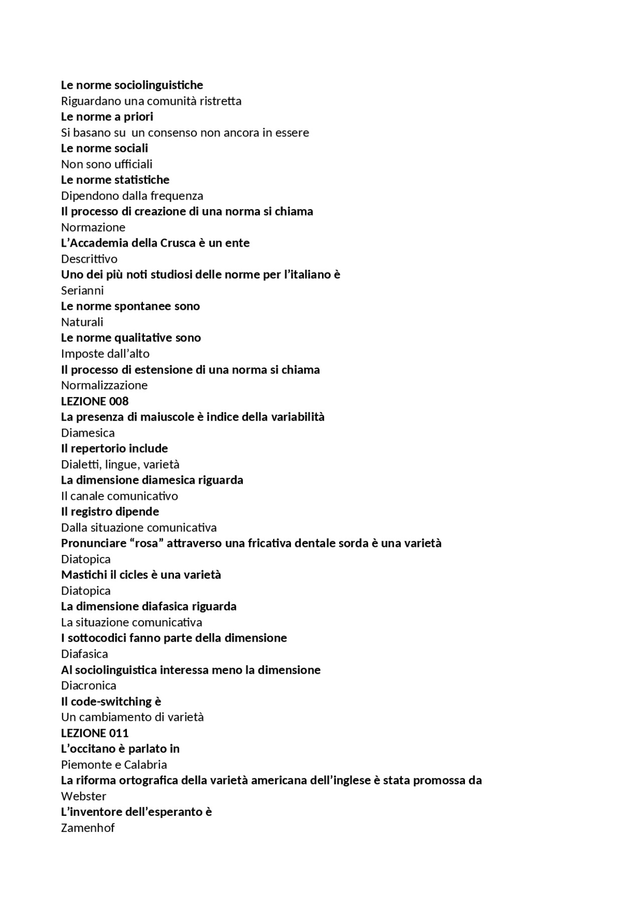 Risposte Multiple Di Sociolinguistica Docsity