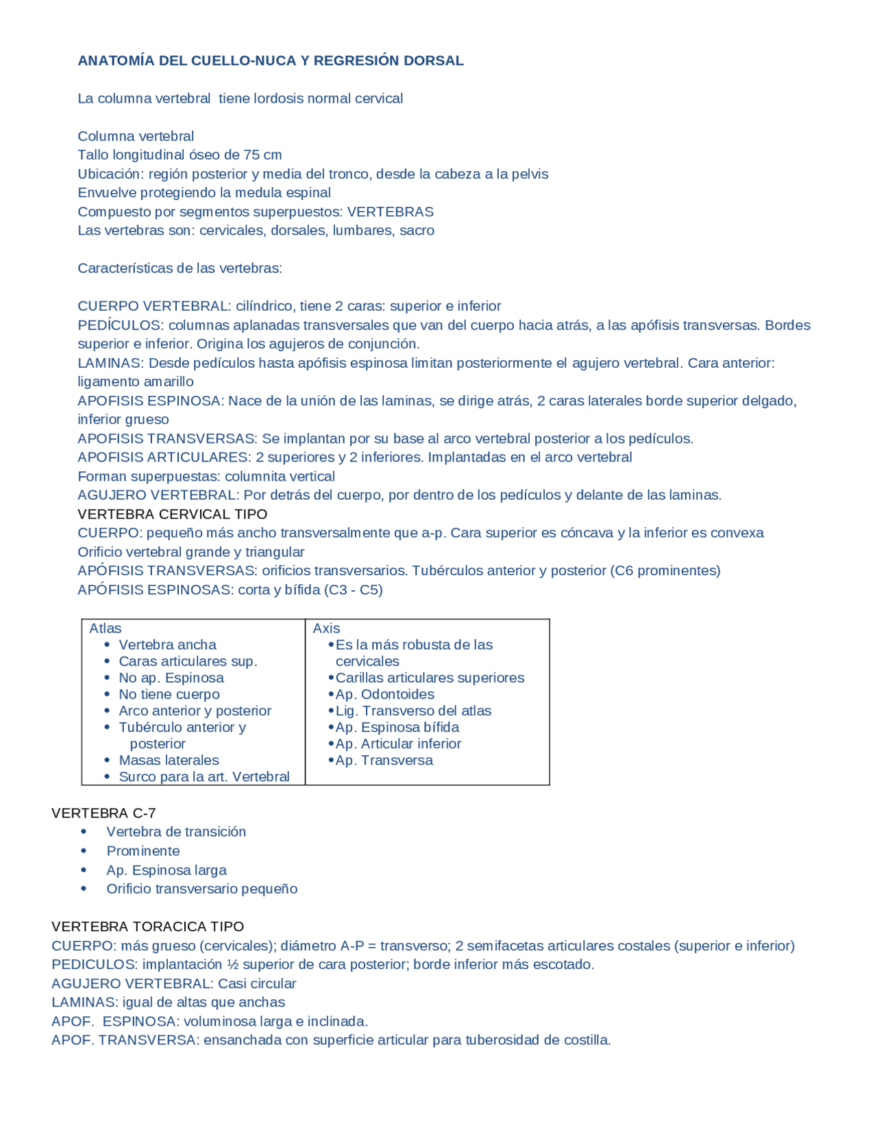 Anatomia Cuello nuca y columna - Docsity