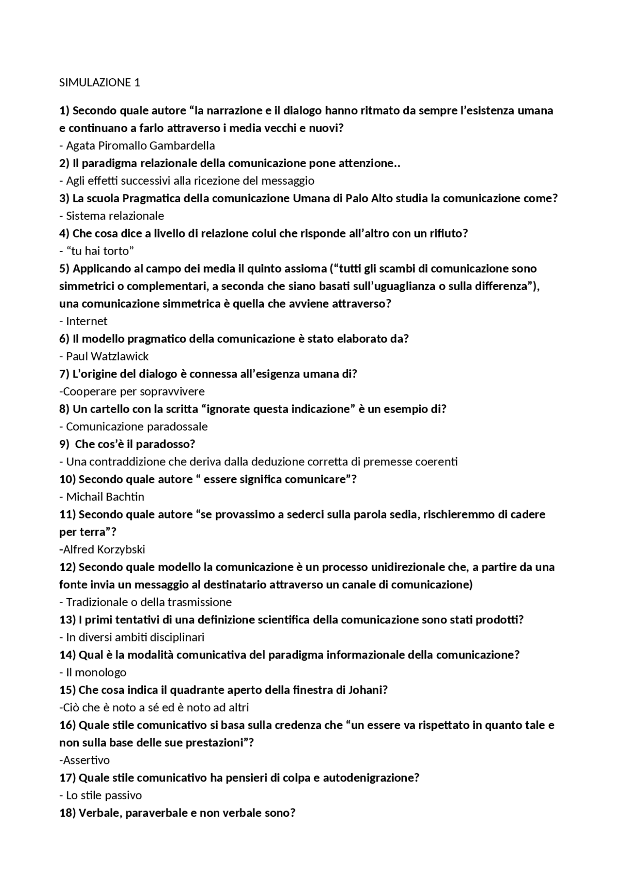 Domande Sociologia Della Comunicazione Docsity