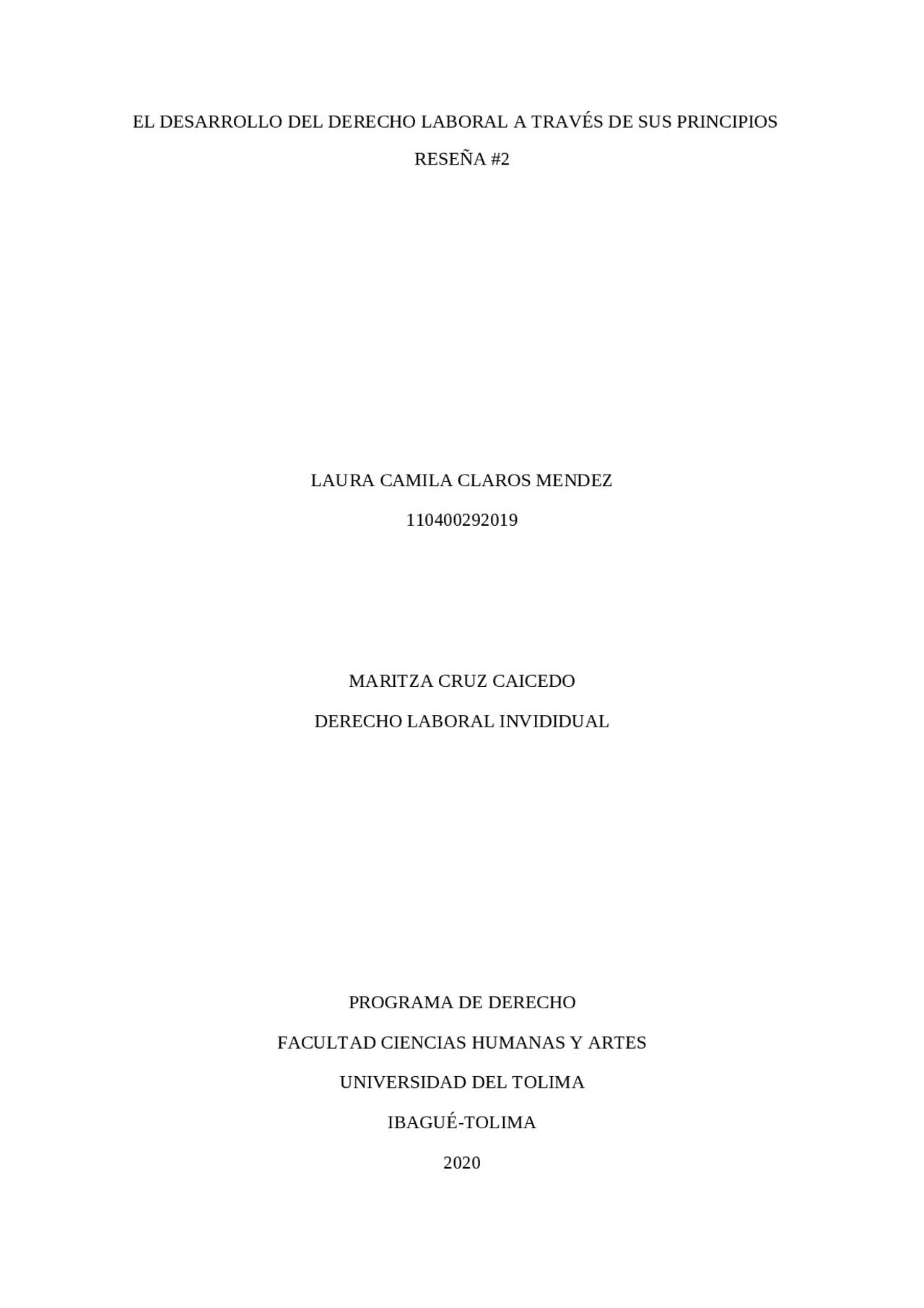 Derecho Laboral Y Sus Principios Docsity