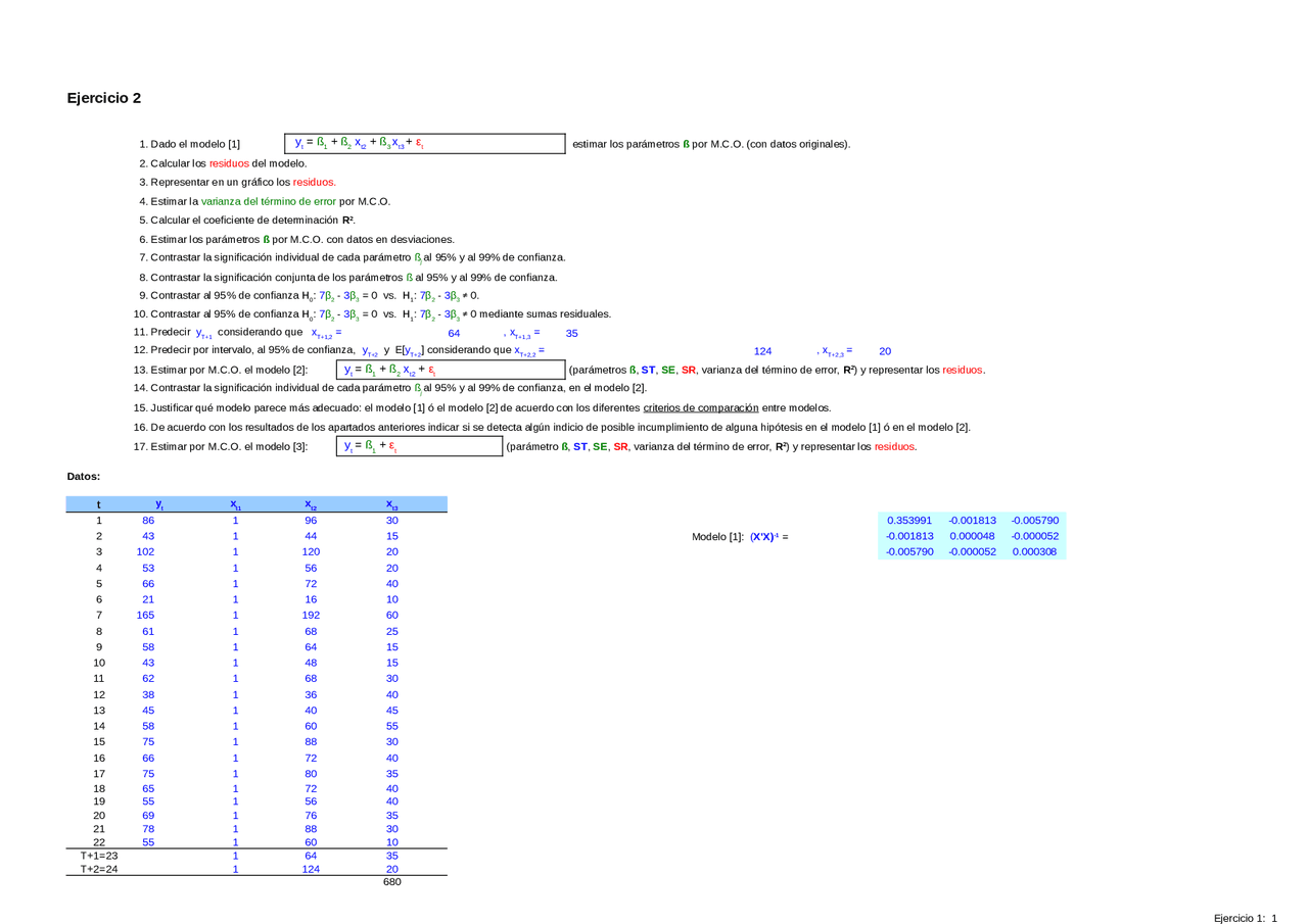 Ejercicio De Econometría Docsity