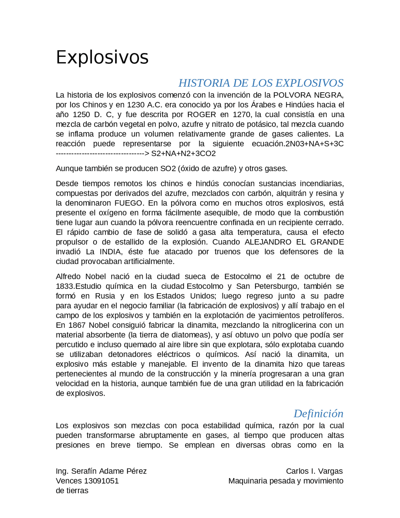 Historia explosivos Informacion - Docsity