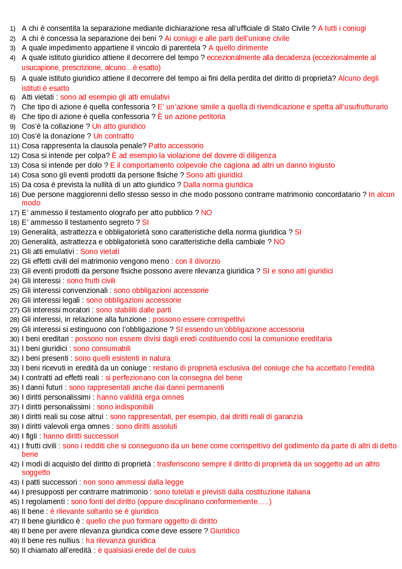 Domande Di Diritto Privato Unicusano Docsity
