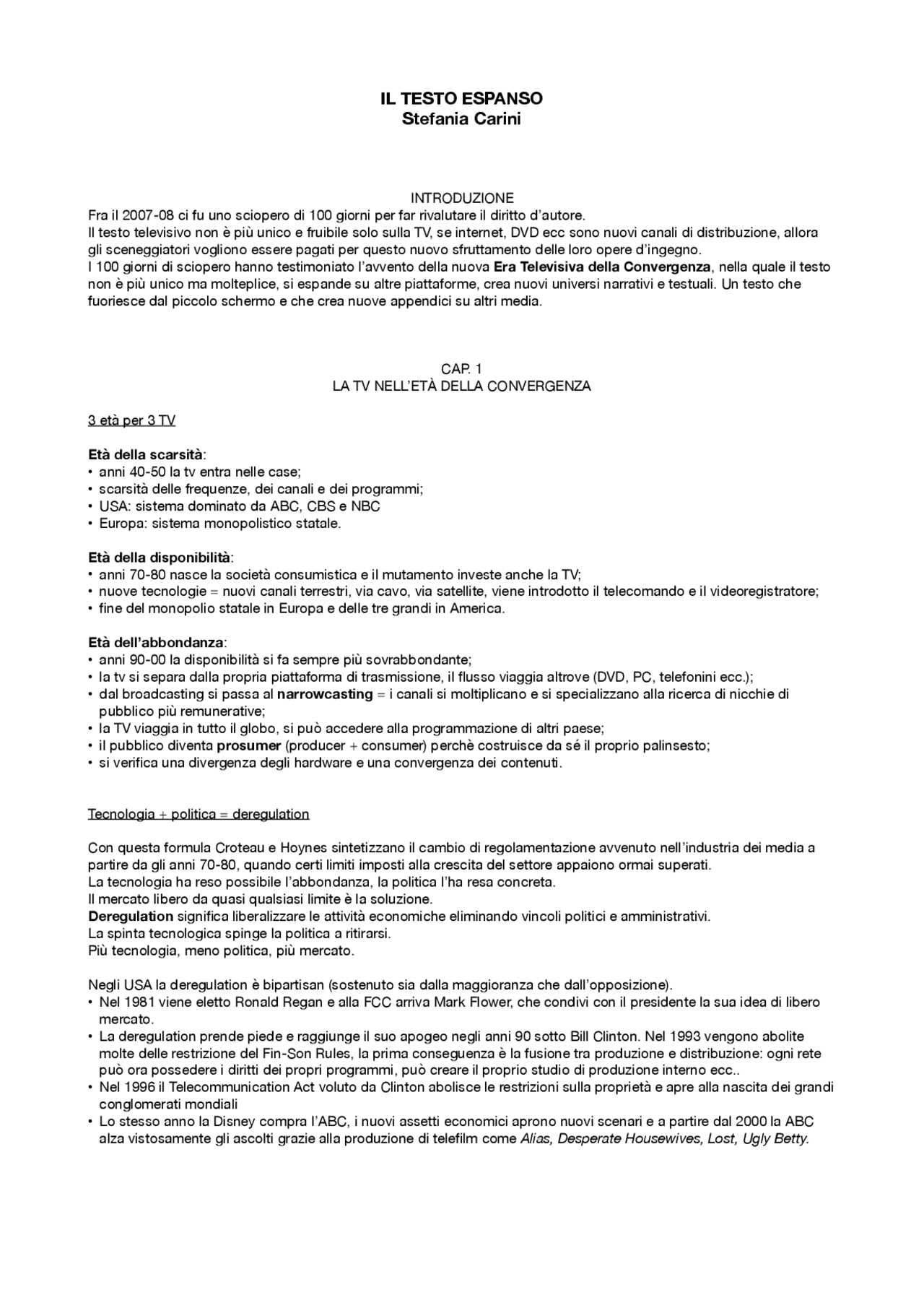 Il Testo Espanso Stefania Carini Docsity
