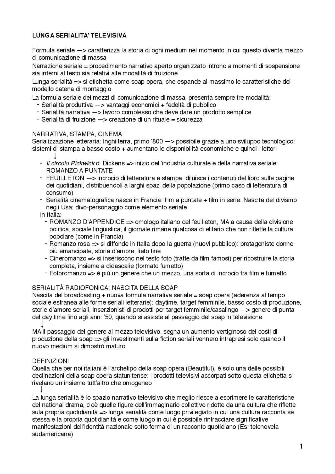 Lunga Serialità Televisiva Docsity