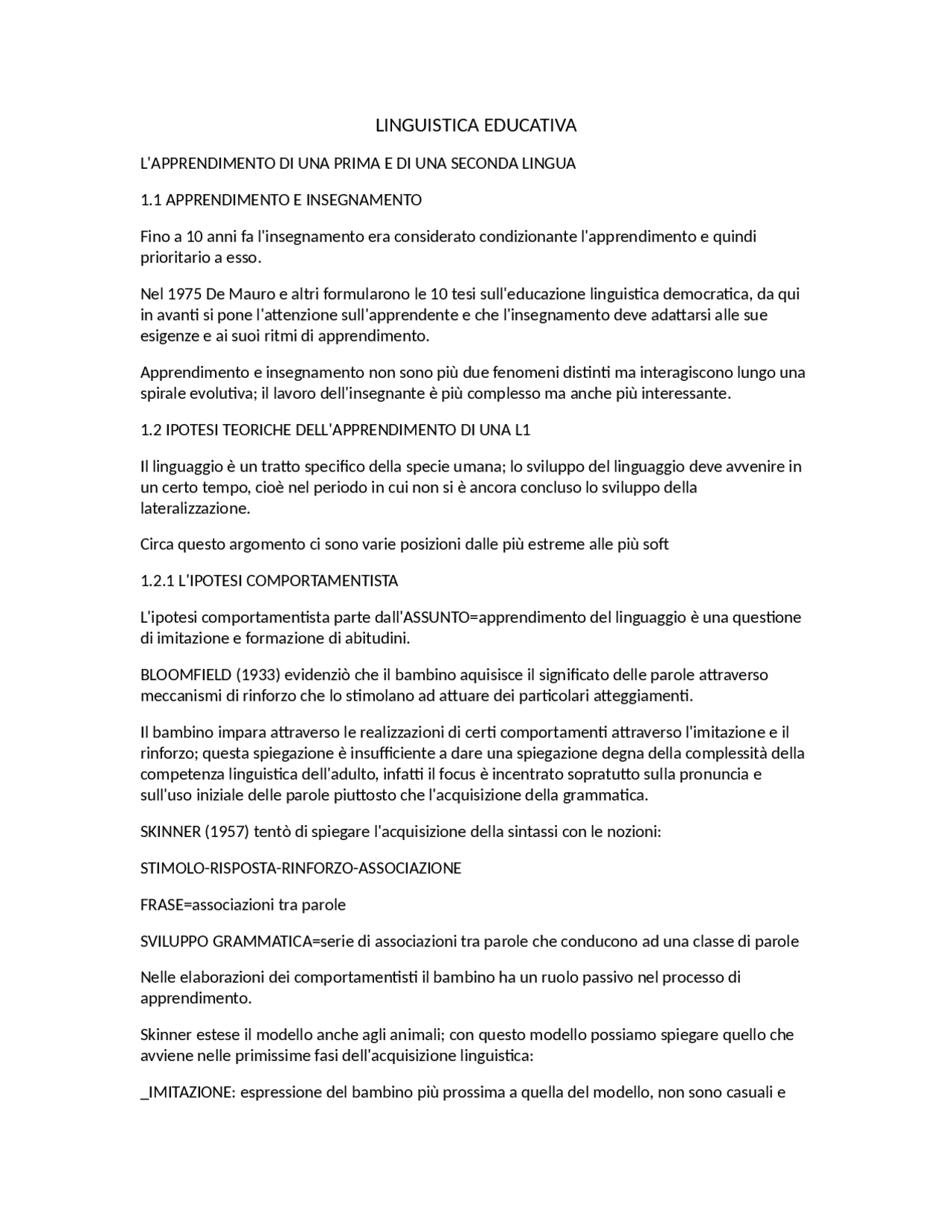 Manuale Di Glottodidattica Appunti Di Sociolinguistica Docsity