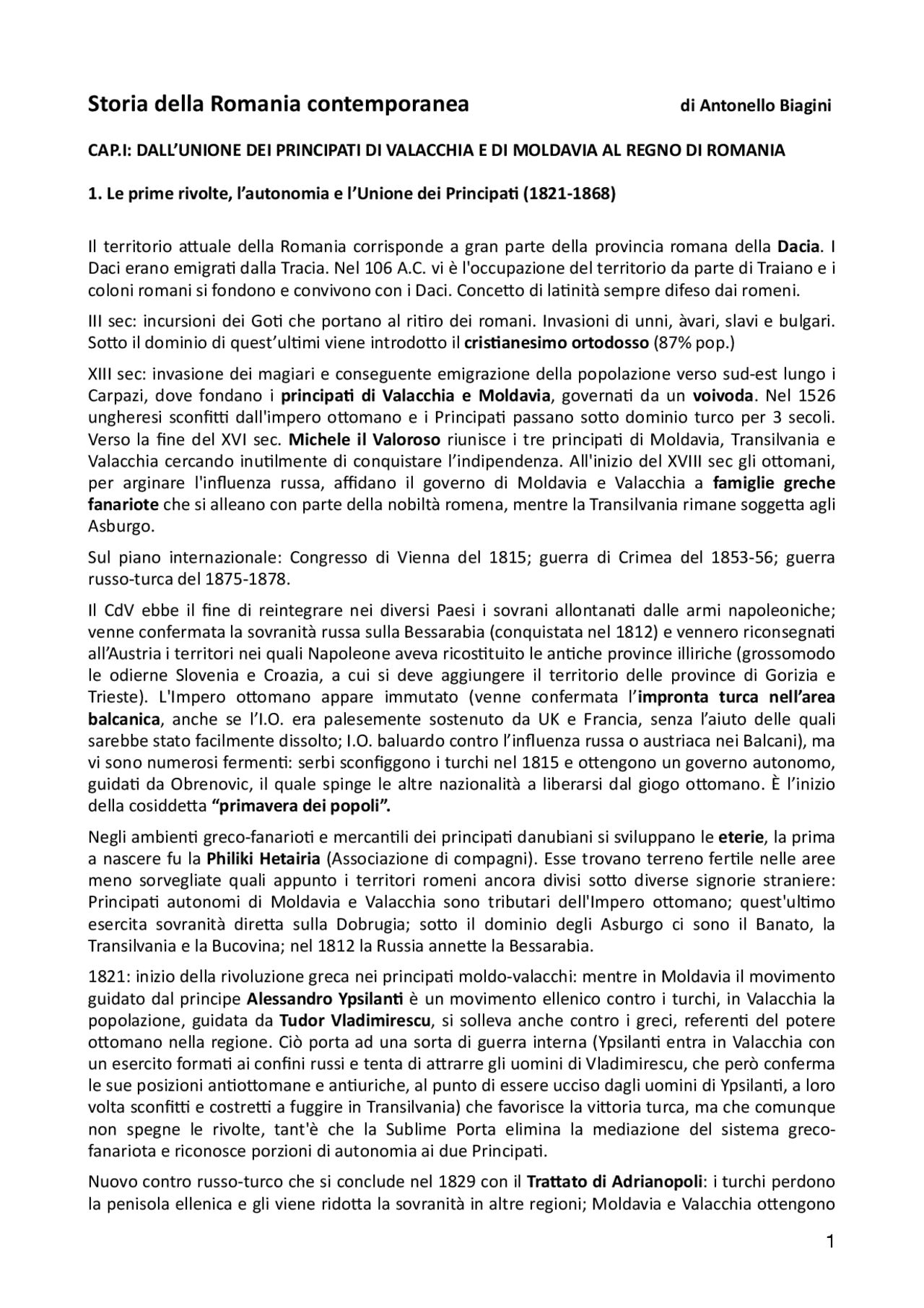Storia della Romania contemporanea di A. Biagini | Sintesi del corso di ...