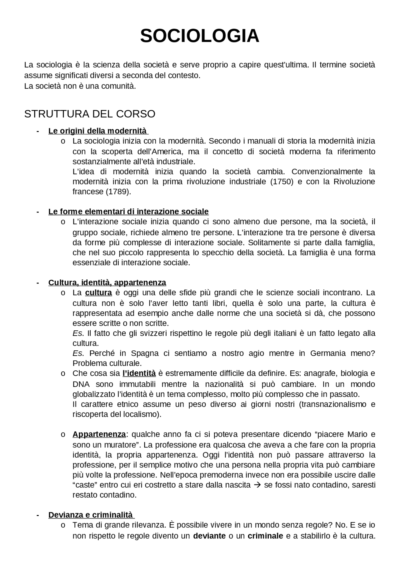 Sociologia Generale A Docsity
