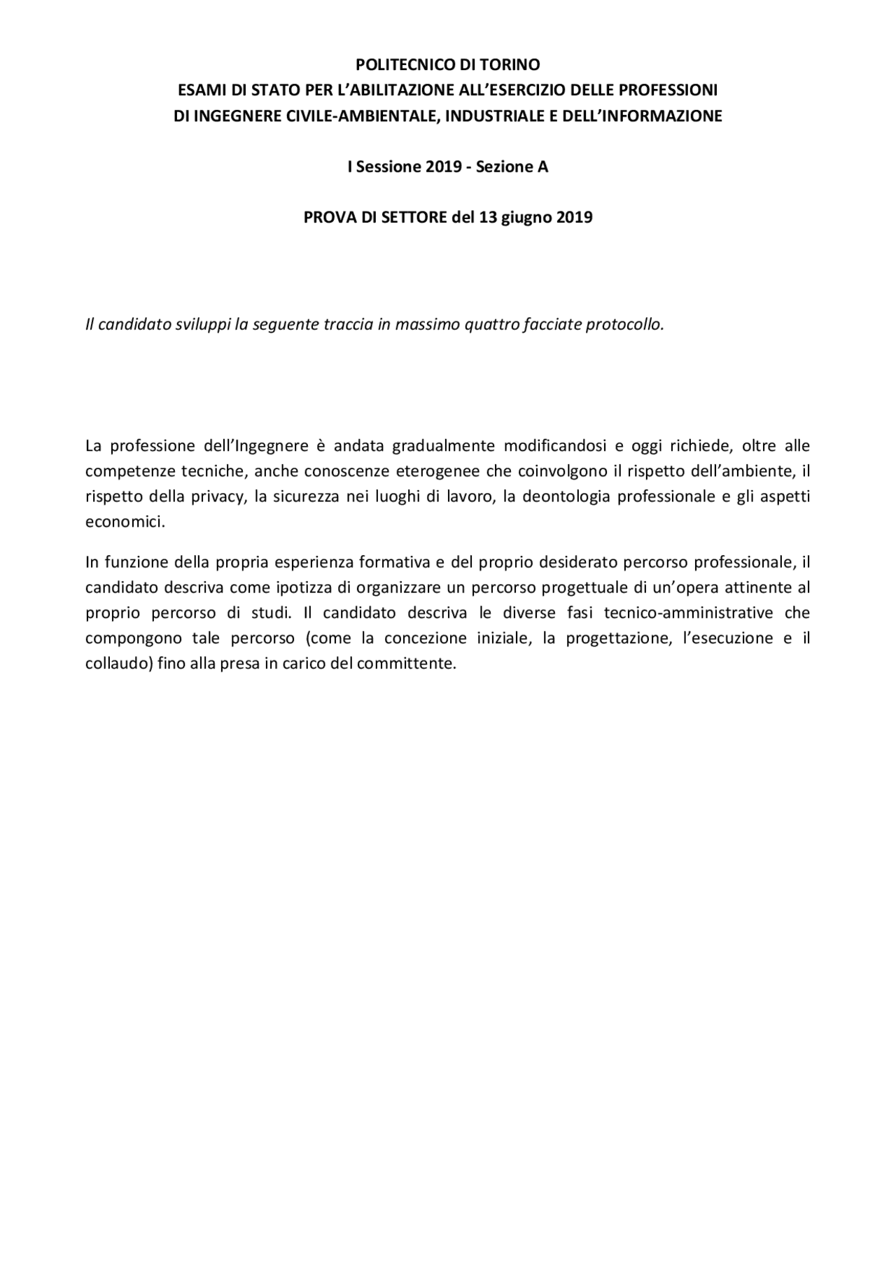 Esame Di Stato Ingegneria Civile Politecnico Di Torino Prove D