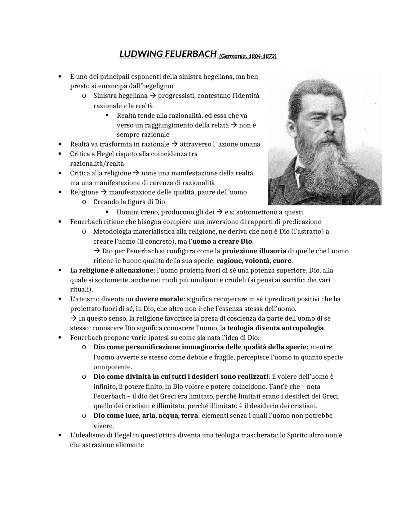 Appunti Filosofia Feuerbach Docsity