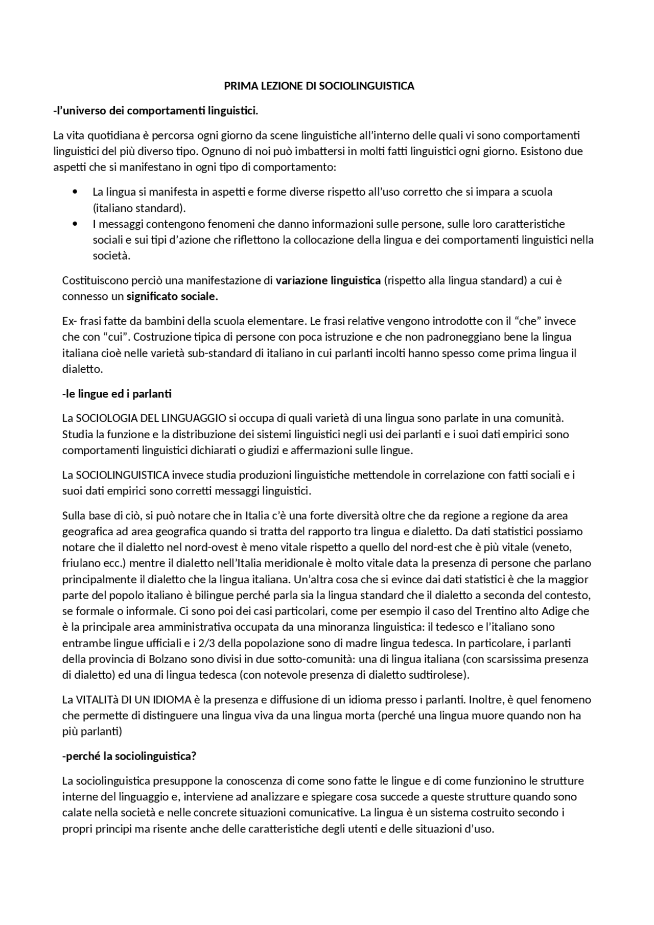 Prima Lezione Di Sociolinguistica Berruto Docsity
