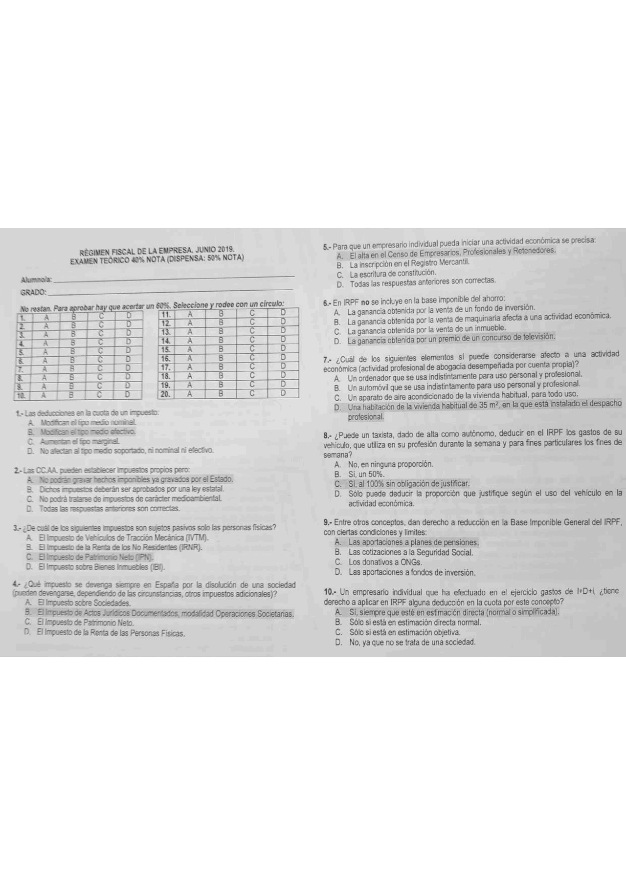 Régimen Fiscal Ex2019 Docsity