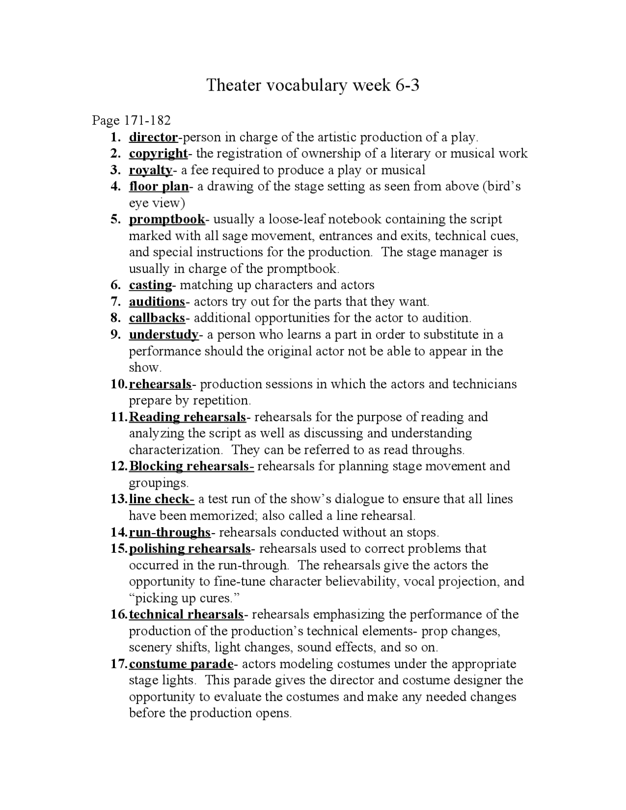 Theatre vocabulary italian-english | Traduzioni di Inglese Commerciale ...