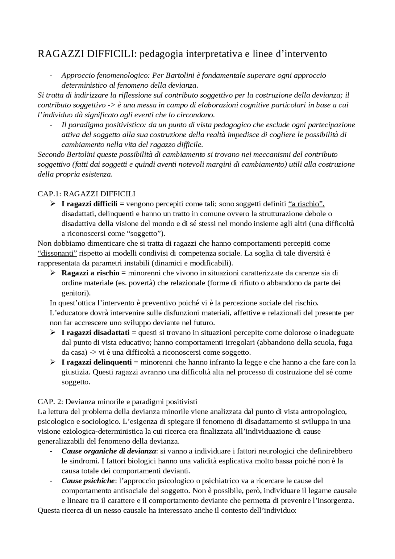 Ragazzi Difficili Bertolini Docsity