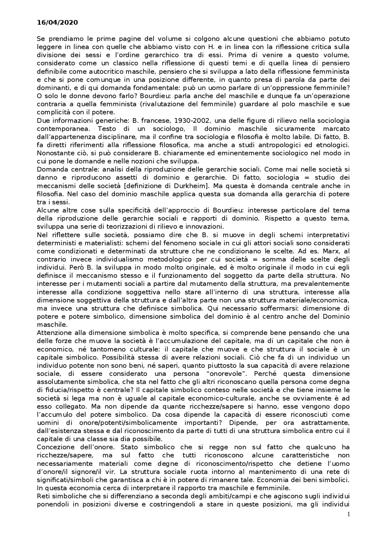 Il Dominio Maschile Pierre Bourdieu Docsity