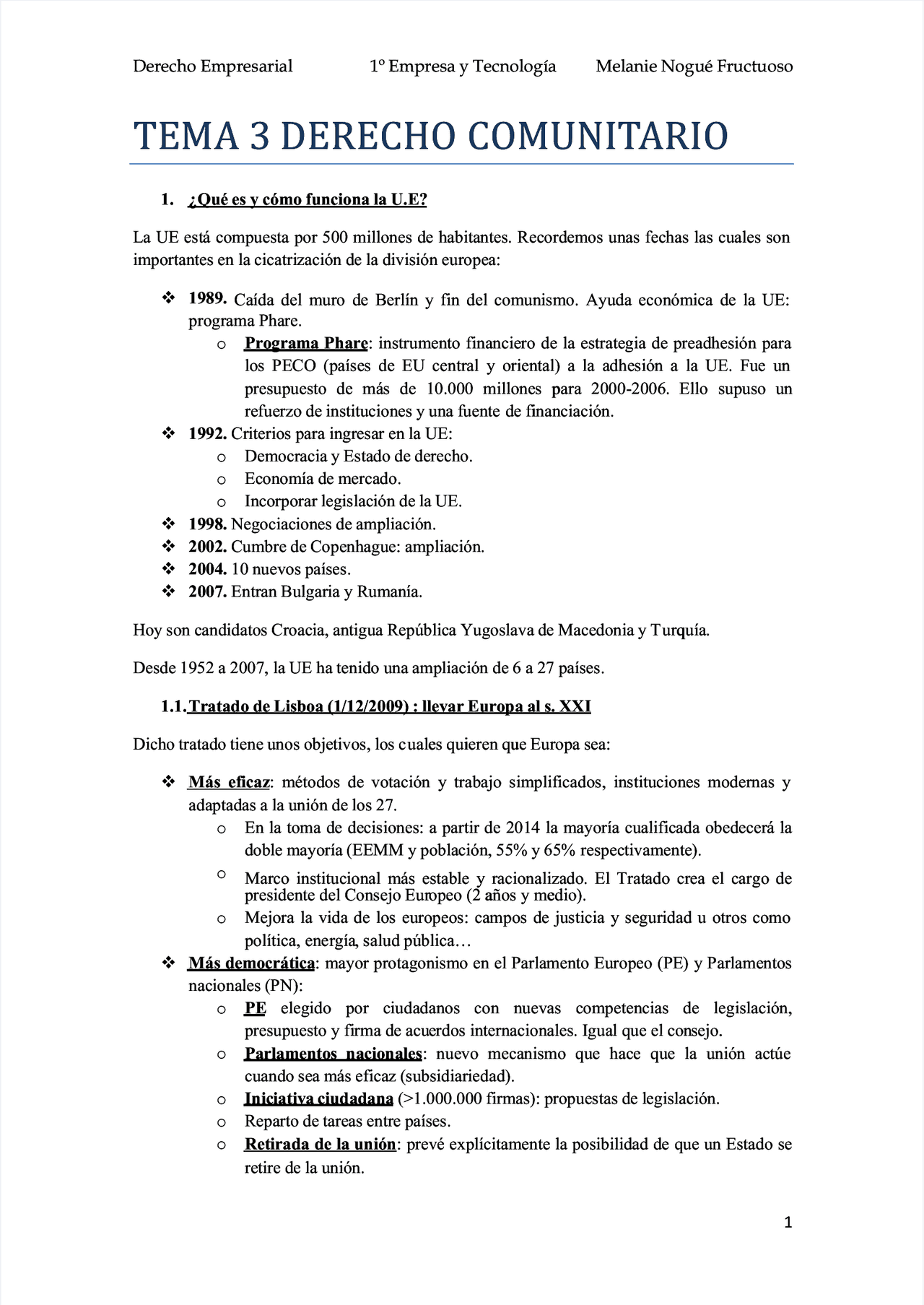 TEMA 3 DERECHO COMUNITARIO - Docsity