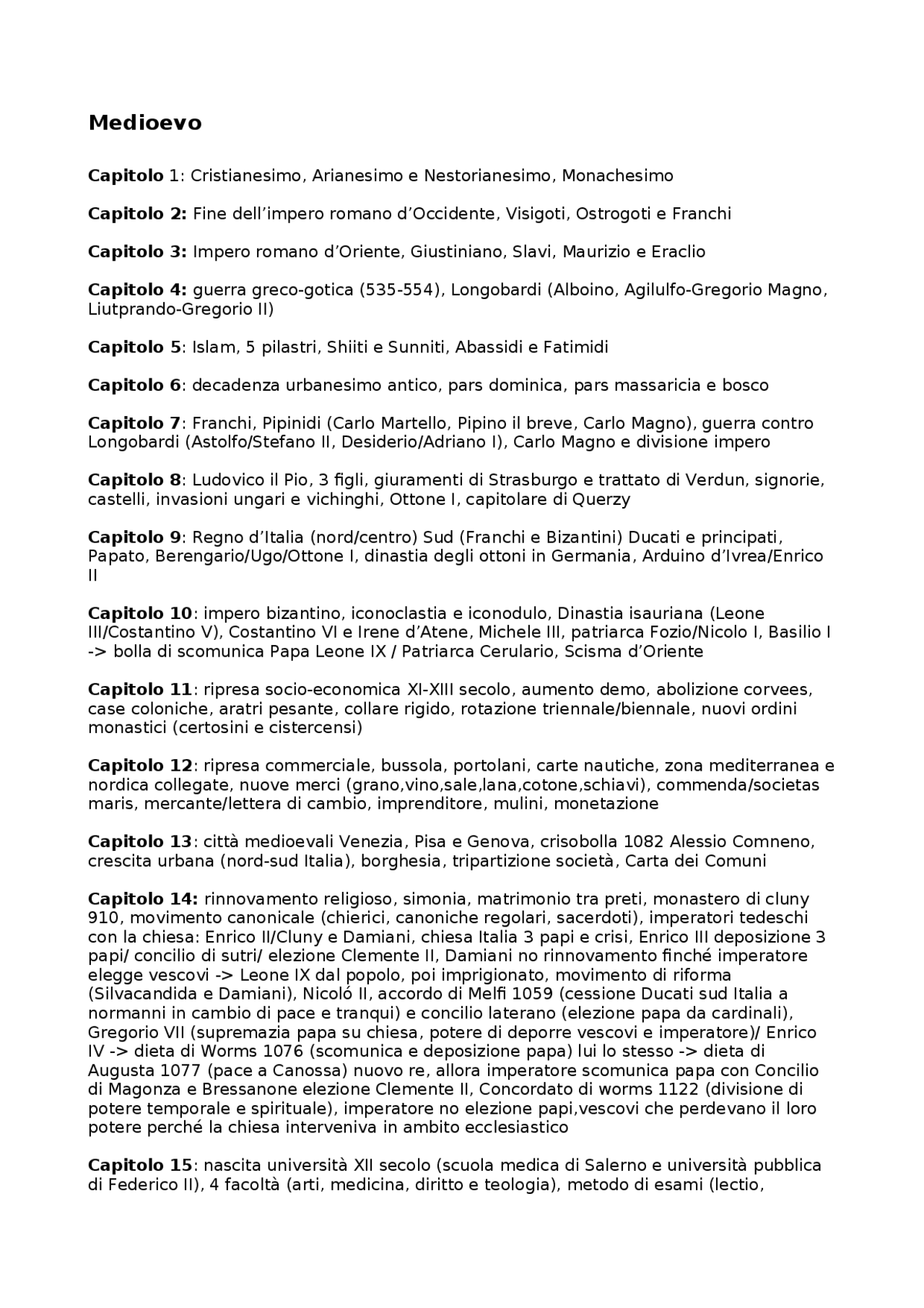 Manuale Medioevo Vitolo Docsity