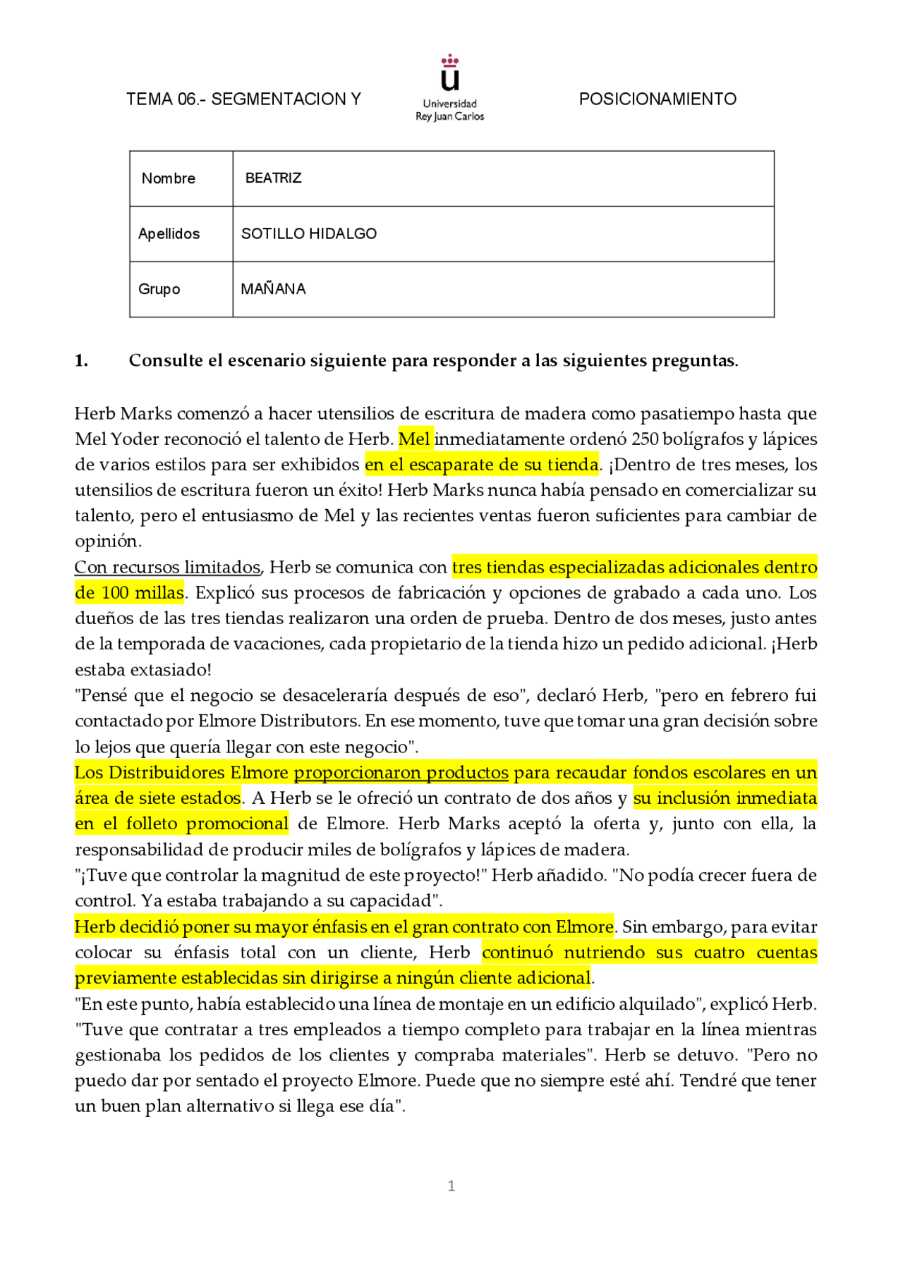 DirecciÓn De Marketing PrÁctica Docsity