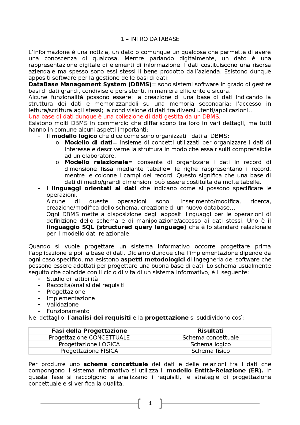Riassunto Database Antonio Tufano Docsity