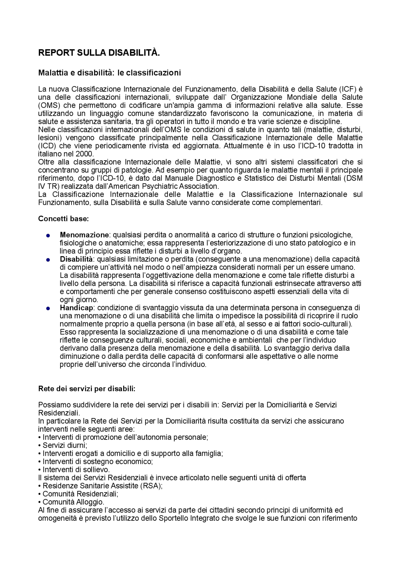 Report Sulla Disabilità Docsity