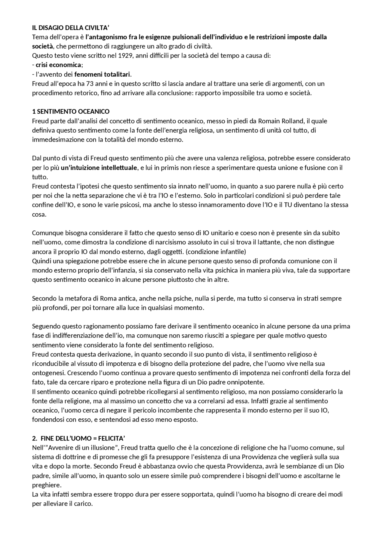 Il Disagio Della Civiltà Docsity