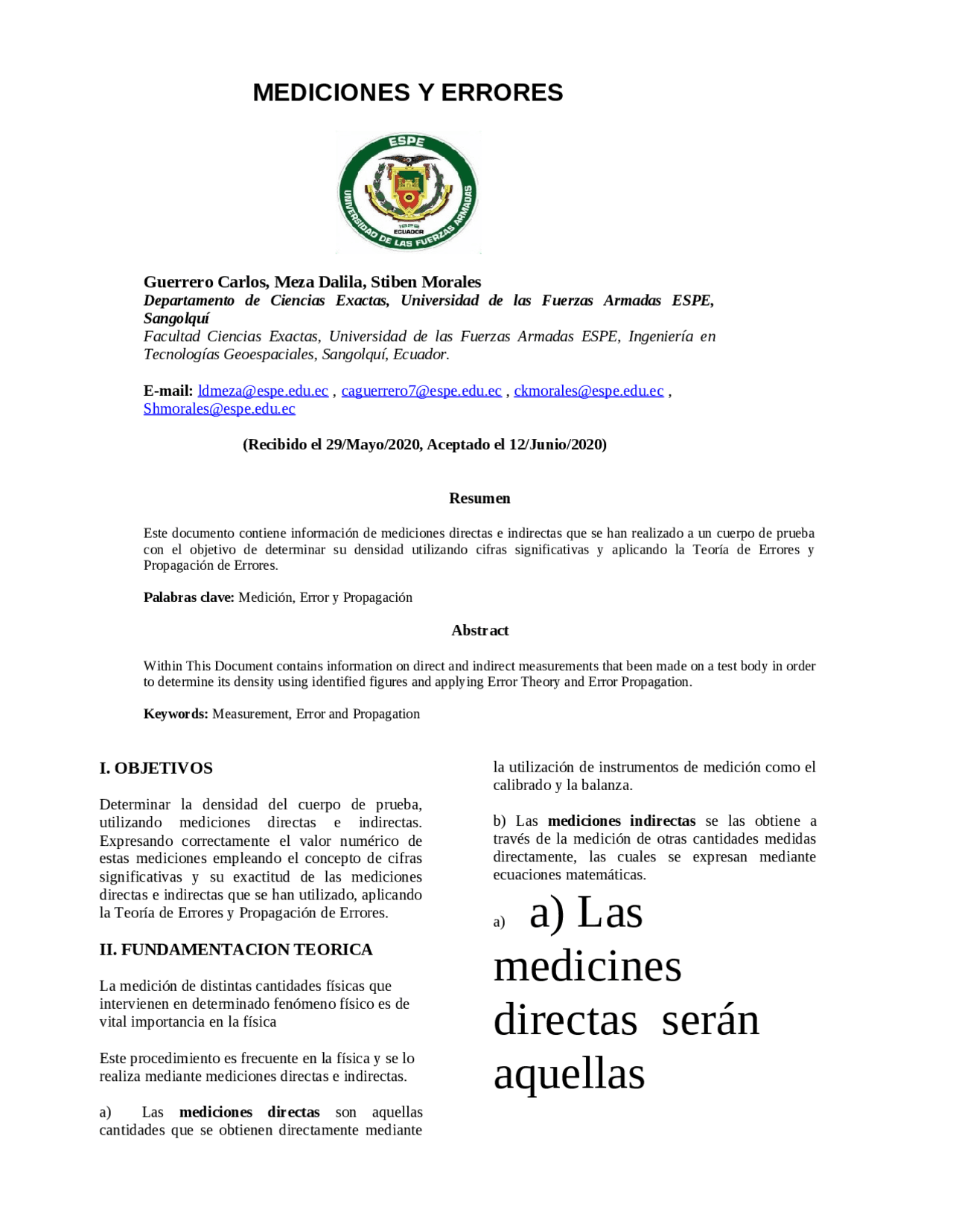Informe Medición Y Errores Monografías Ensayos De Física Docsity