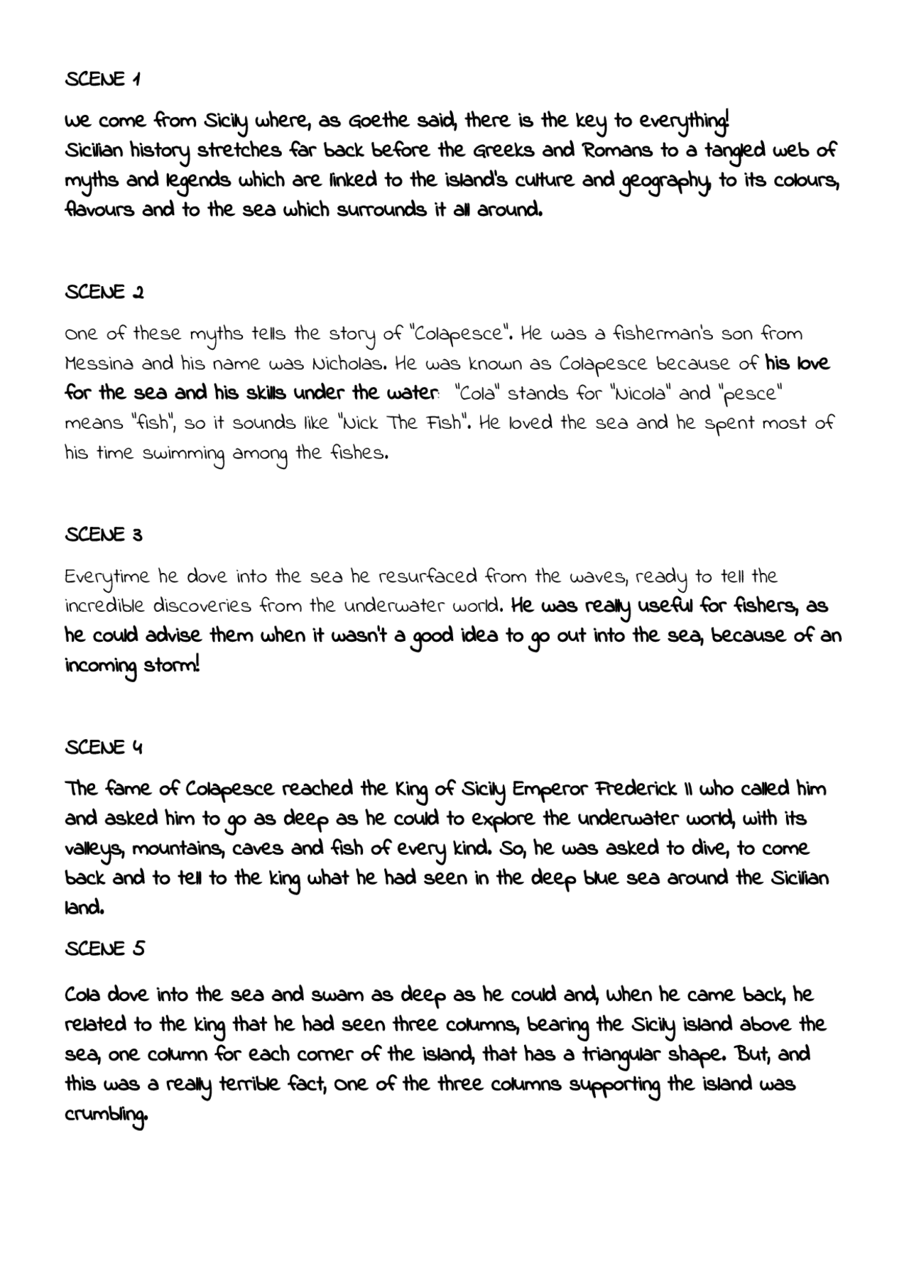 A sicilian legend: COLAPESCE - Docsity