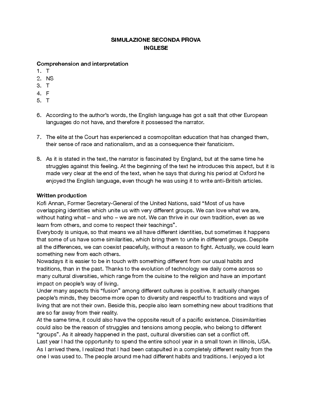 Simulazione Desame Inglese Docsity
