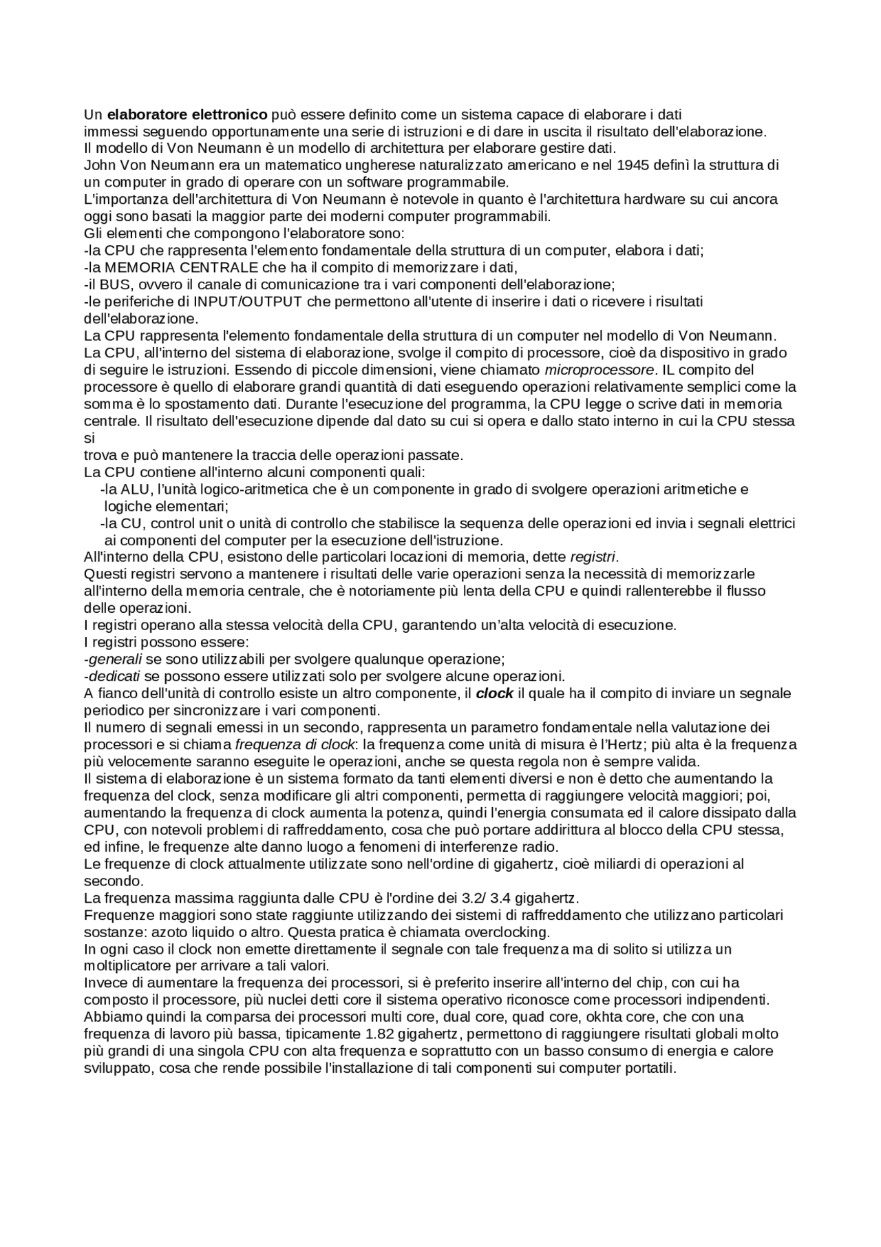 Elaboratore Elettronico Docsity