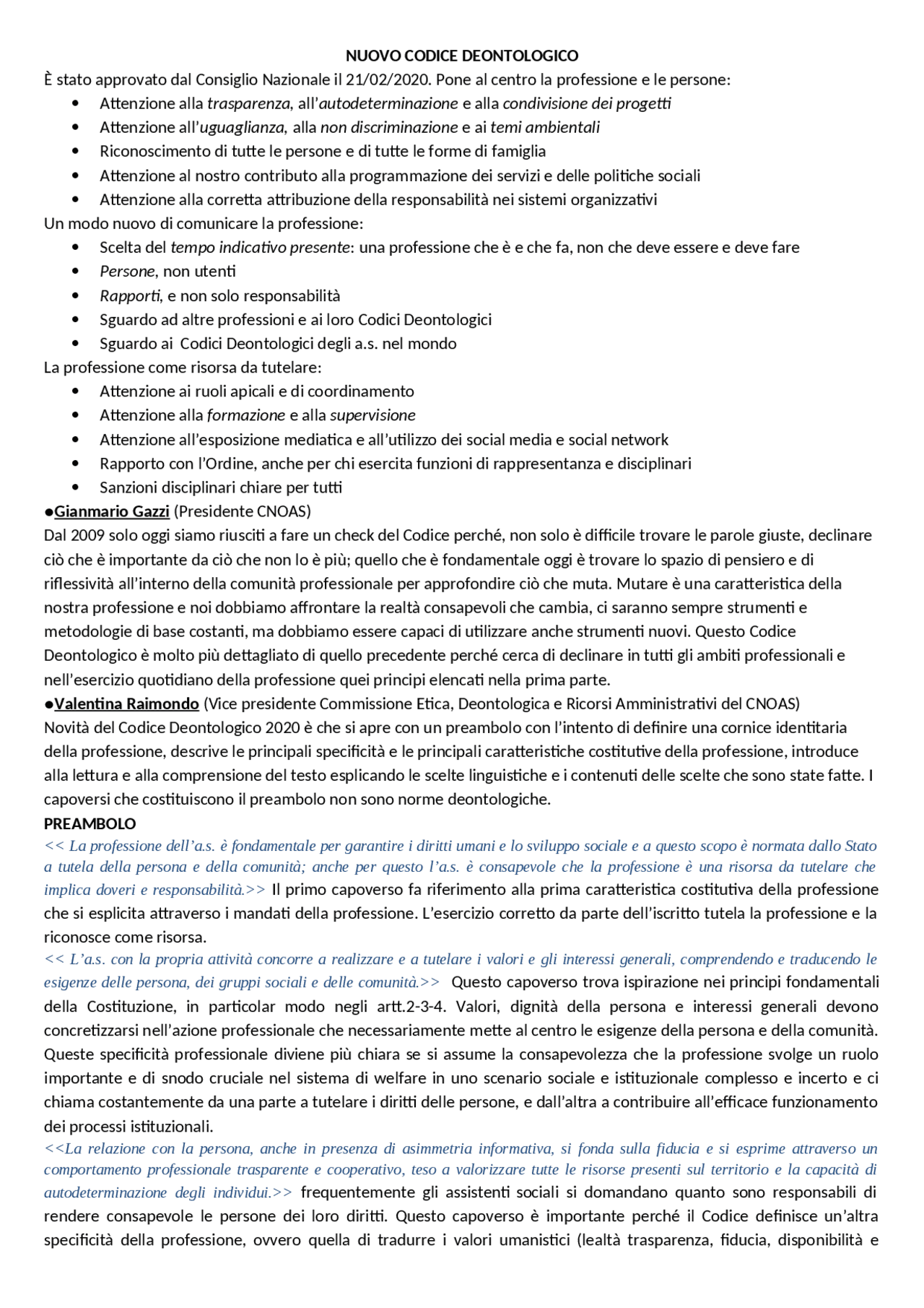 Nuovo Codice Deontologico Degli Assistenti Sociali 2020 Docsity