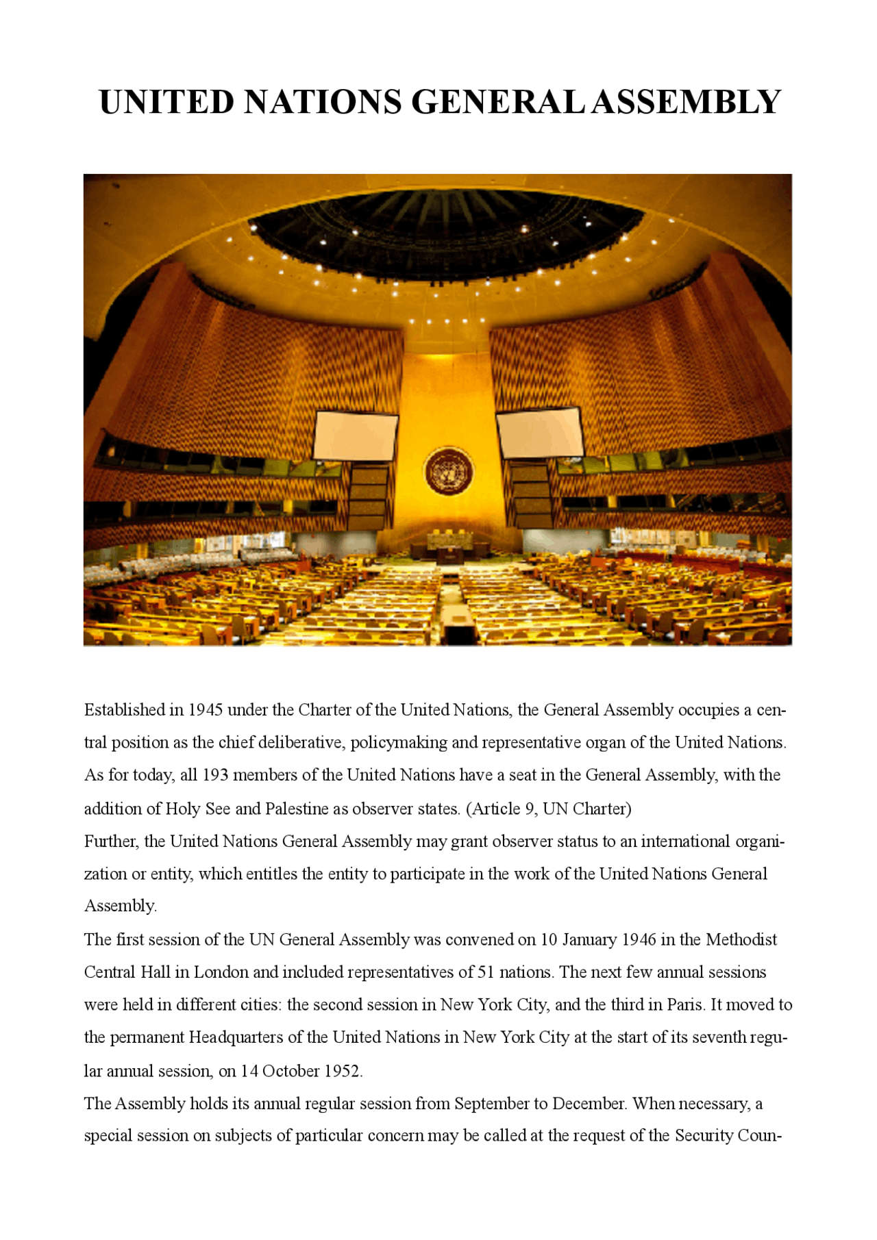 UNITED NATIONS: GENERAL ASSEMBLY - Docsity