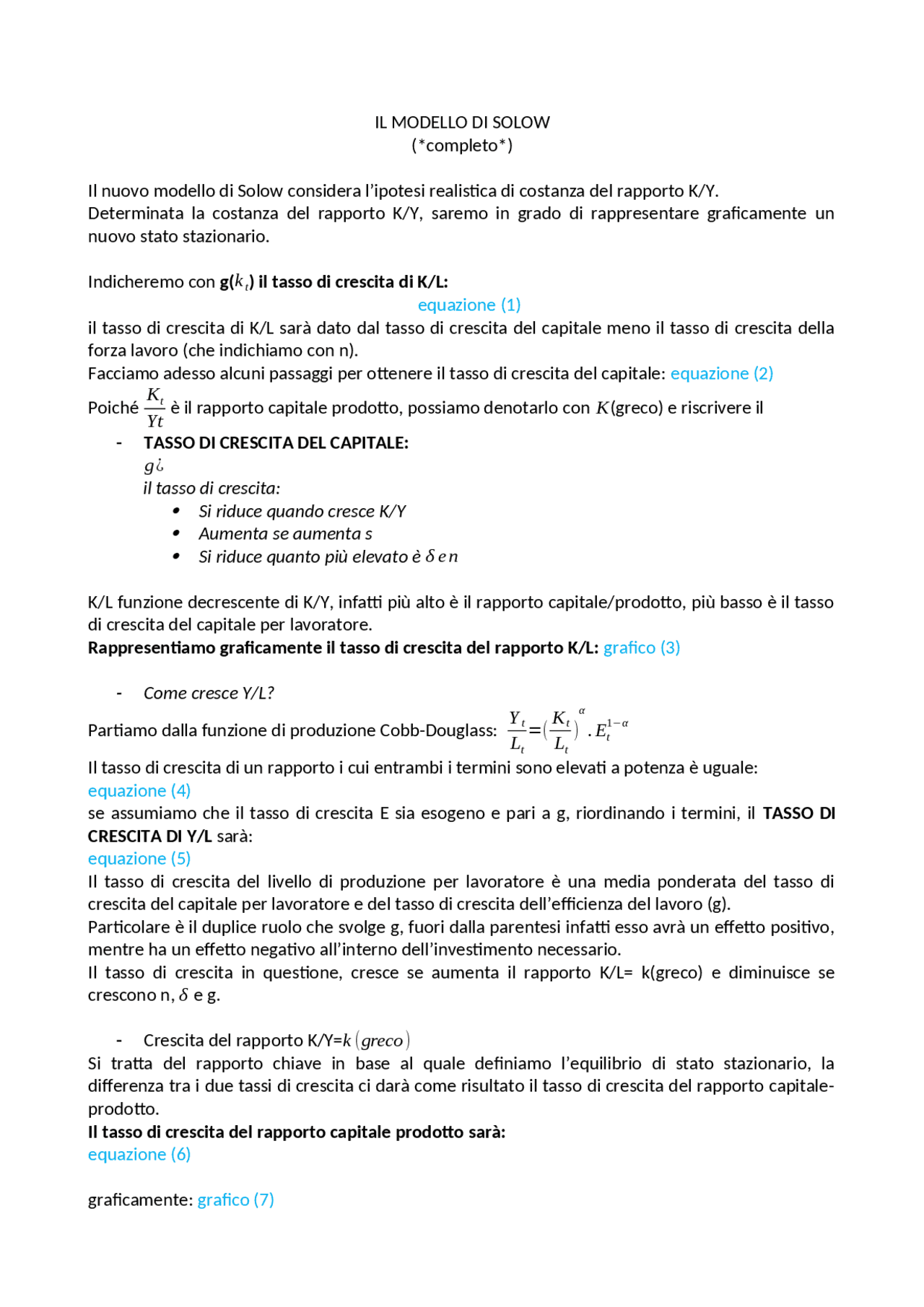 Il Modello Di Solow Completo Docsity